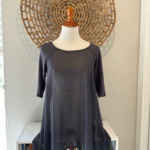 marseille | Tops | Dark Gray Sheer Blouse | Poshmark